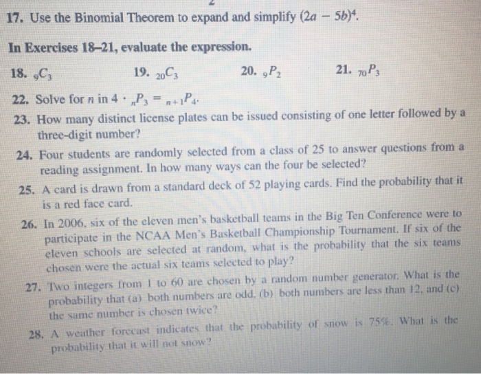 Solved 17. Use the Binomial Theorem to expand and simplify | Chegg.com
