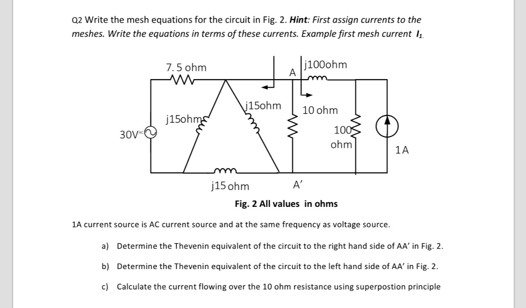 Solved Write the mesh equations for the circuit in Fig. 1A | Chegg.com