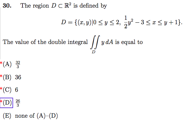 Solved The region D Subset R^2 is defined by D = { (x, y) | | Chegg.com