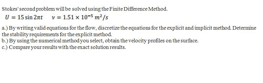 Stokes' second problem will be solved using the | Chegg.com