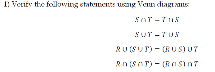 Solved Verify the following statements using Venn diagrams: | Chegg.com