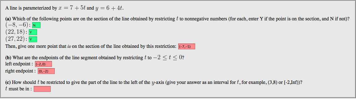 Solved A line is parameterized by x = 7 + 5t and y = 6 + 4t. | Chegg.com