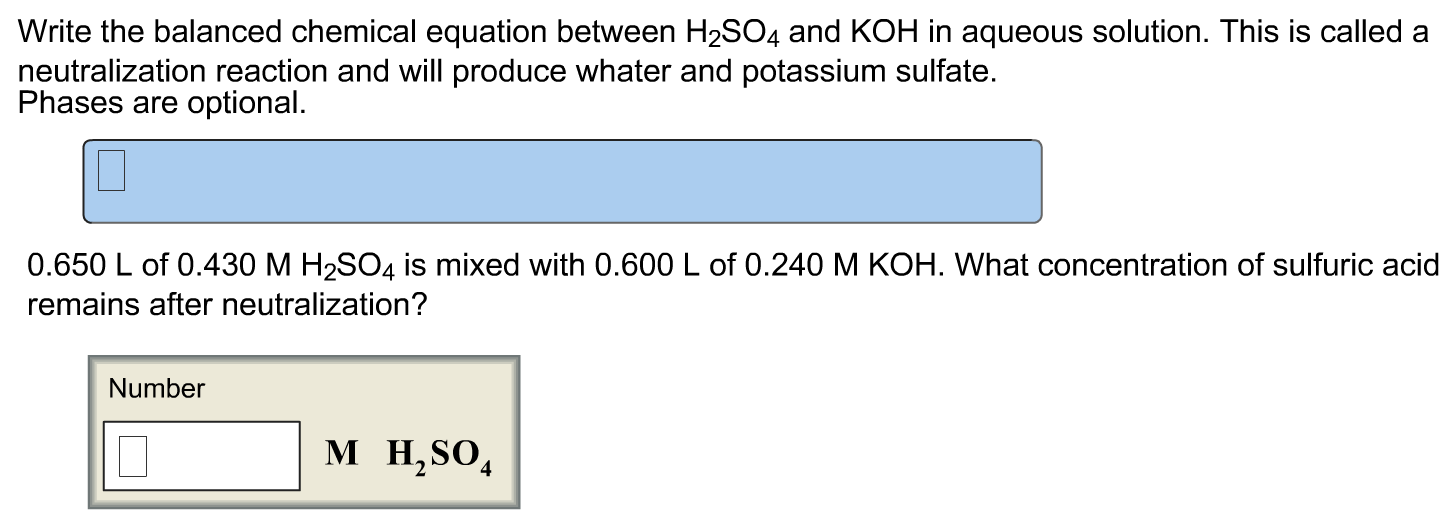 Solved Write the balanced chemical equation between H2SO4 | Chegg.com