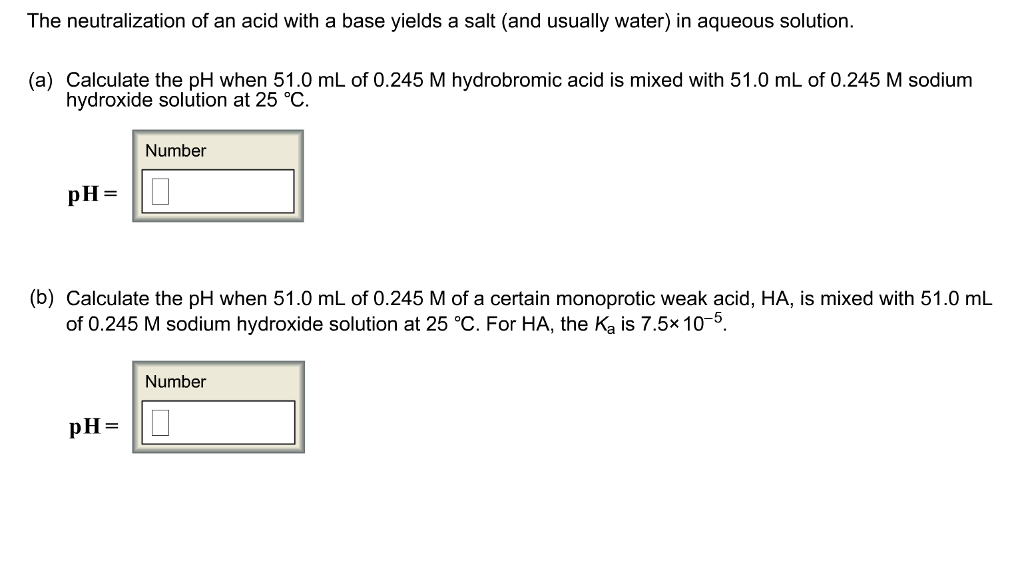 Solved The neutralization of an acid with a base yields a | Chegg.com
