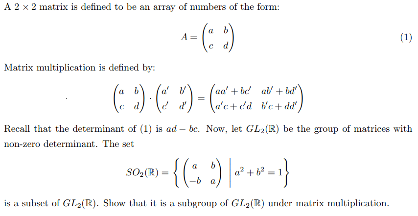 Solved A 2 x 2 matrix is defined to be an array of numbers | Chegg.com