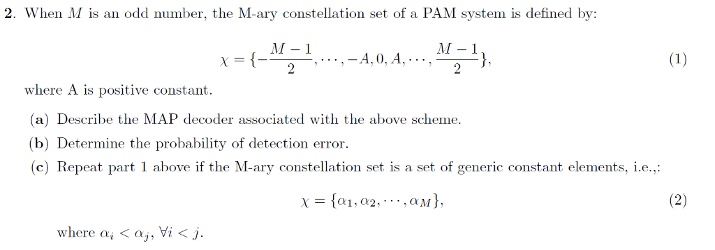 2. When M is an odd number, the M-ary constellation | Chegg.com