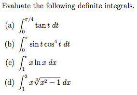Solved Evaluate the following definite integrals. | Chegg.com