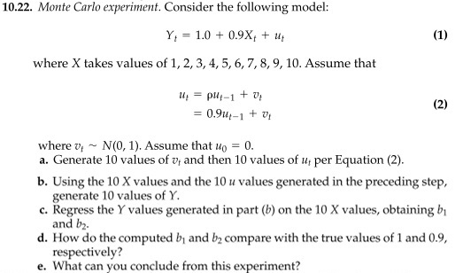 Solved Monte Carlo experiment. Consider the following model: | Chegg.com