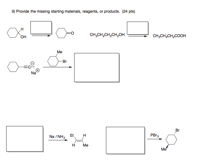 Solved Provide the missing starting materials, reagents, or | Chegg.com