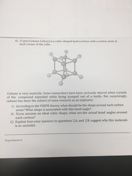 Solved Cubane C_8H_8(s) is a cubic-shaped hydrocarbon with a | Chegg.com