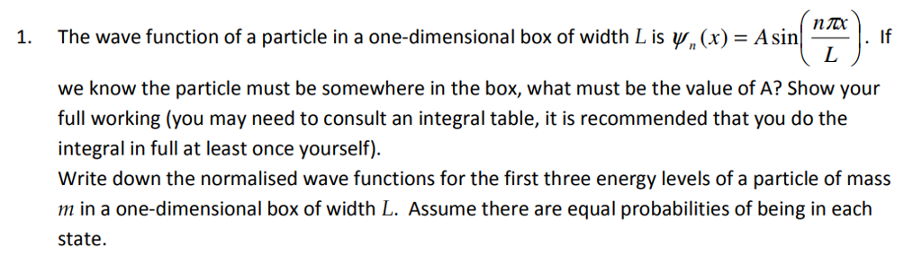 Solved /m) 1. The wave function of a particle in a | Chegg.com