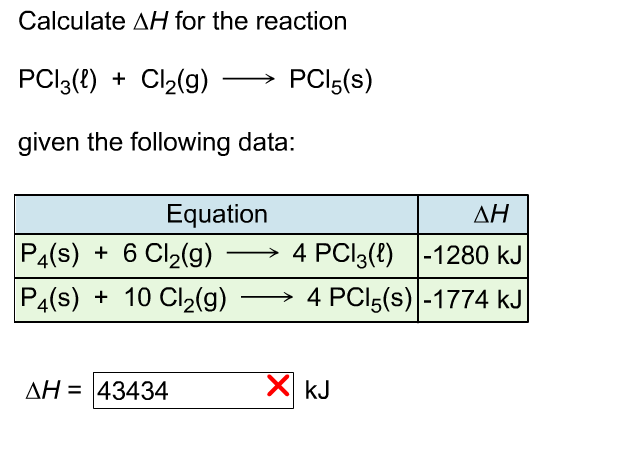 Solved Calculate Delta H for the reaction PCl_3 (l) + | Chegg.com