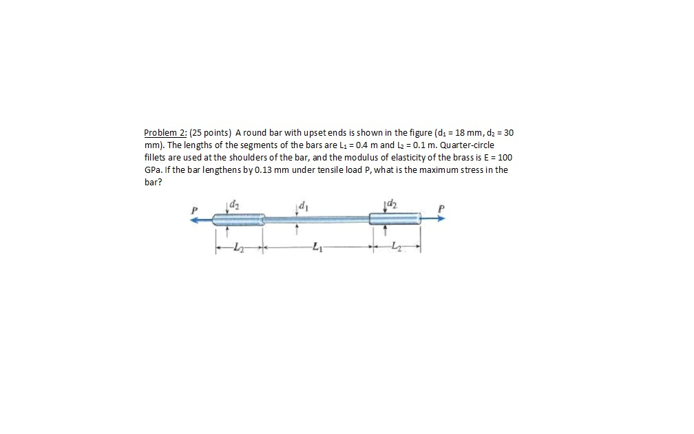 Solved Problem 2: A round bar with upset ends is shown in | Chegg.com