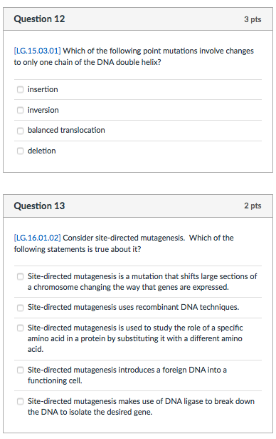 Solved Which of the following point mutations involve | Chegg.com