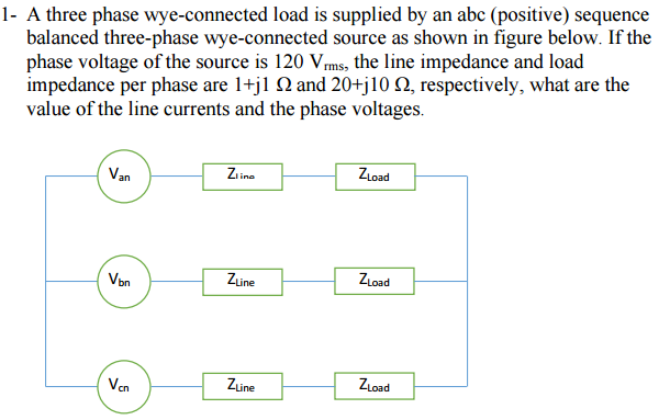 Solved A three phase wye-connected load is supplied by an | Chegg.com