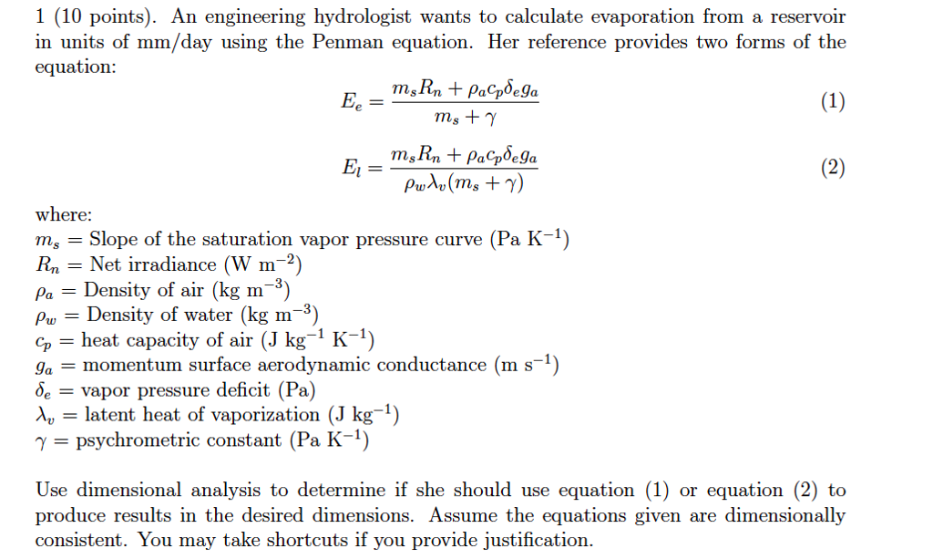 Solved An engineering hydrologist wants to calculate | Chegg.com