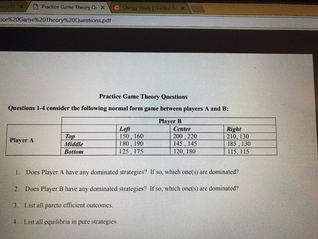 Solved Consider the following normal form game between | Chegg.com