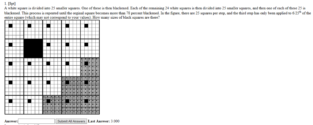 Solved 1. [Spt] A white square is divided into 25 smaller | Chegg.com