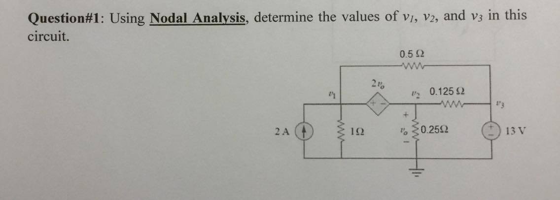 Solved Using Nodal Analysis, determine the values of v_1, | Chegg.com
