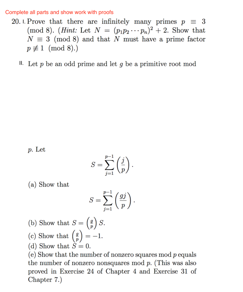 Solved Prove That There Are Infinitely Many Primes P 3 Mod