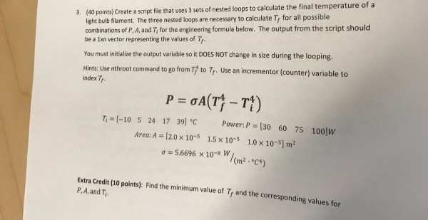 Solved (40 points) Create a script file that uses 3 sets of | Chegg.com