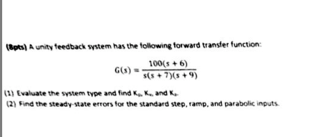 Solved (Bpts) A unity feedback system has the tollowing | Chegg.com