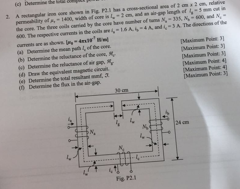 Solved A rectangular iron core shown in Fig. P2.1 has a | Chegg.com