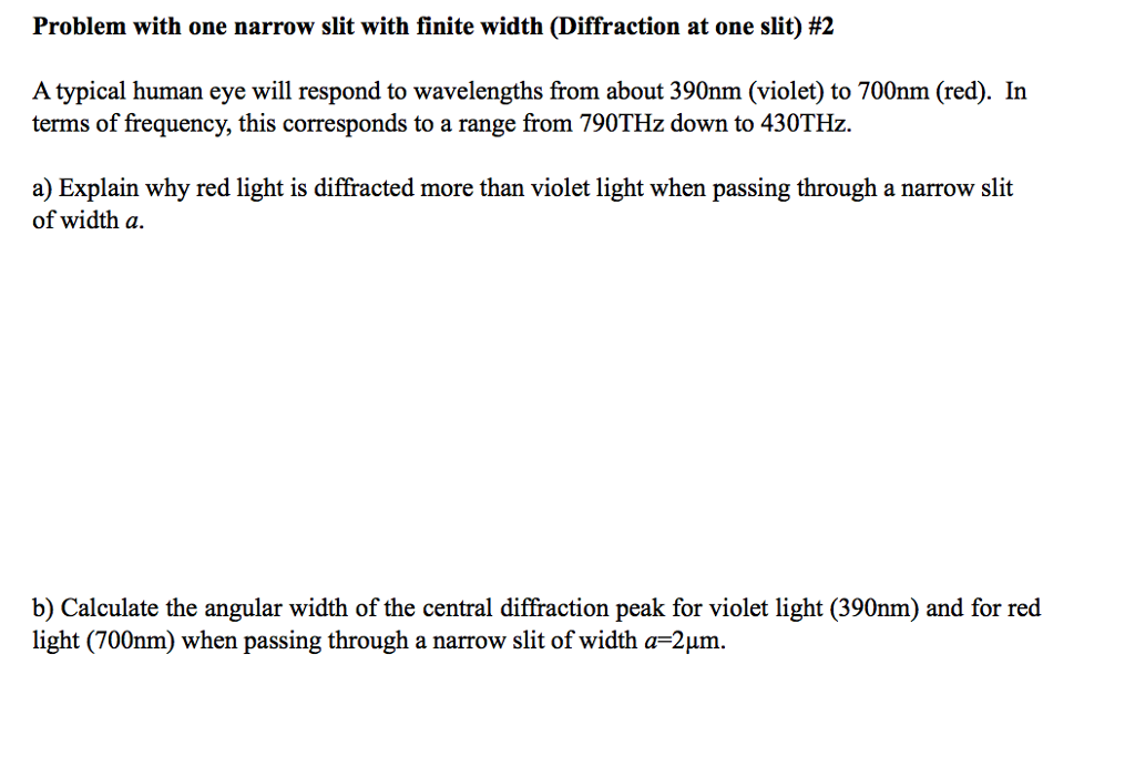 Solved Problem with one narrow slit with finite width | Chegg.com
