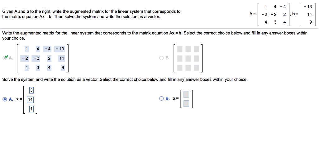 Augmented Matrix Augmented Matrix