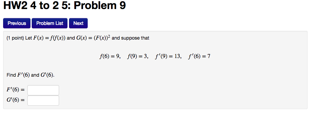 Solved Hw2 4 To 2 5 Problem 9 Previous Problem List Next 1