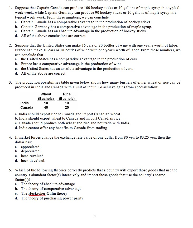 Solved Question 1 through 5 please. I think i might have | Chegg.com