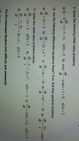 Solved Solve the following initial value problems: (x - | Chegg.com
