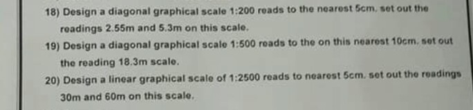 Solved 18) Design a diagonal graphical scale 1:200 reads to | Chegg.com