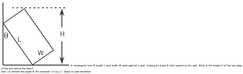 Solved A rectangular box of length L and width W rests | Chegg.com