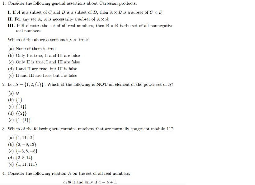 Solved 1. Consider the following general assertions about | Chegg.com