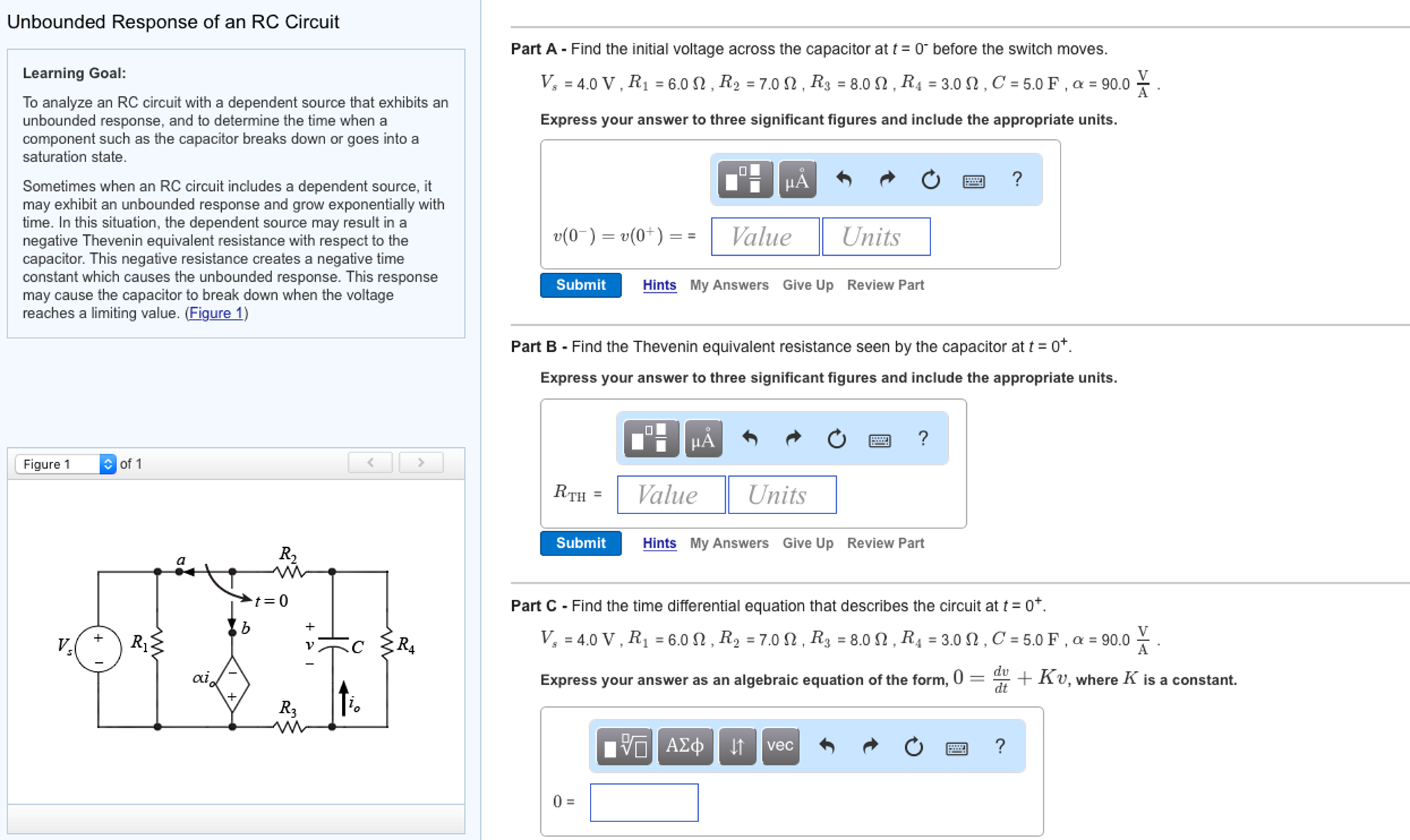 Solved Learning Goal: To analyze an RC circuit with a | Chegg.com