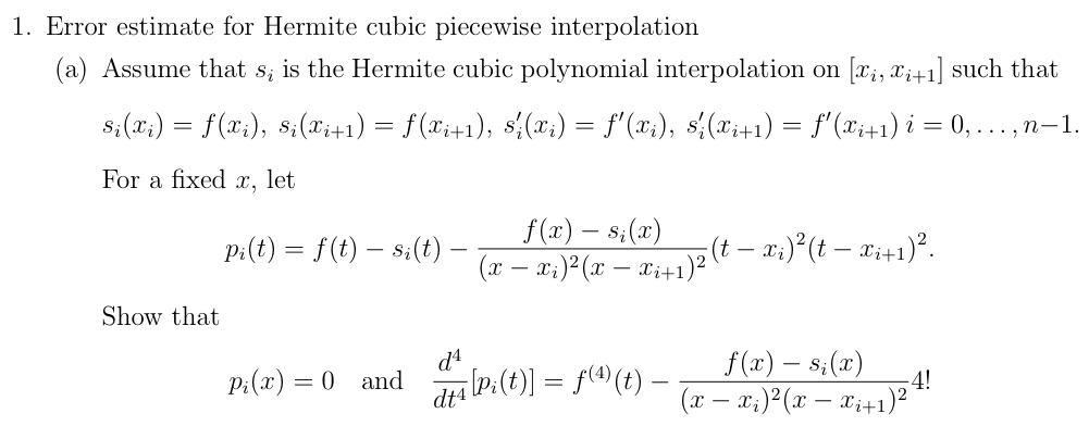 Solved Error estimate for Hermite cubic piecewise | Chegg.com
