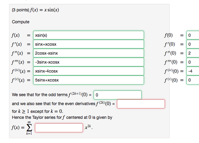 Solved (3 points)f(x) = x sin(x) Compute f(x) = xsin(x) | Chegg.com