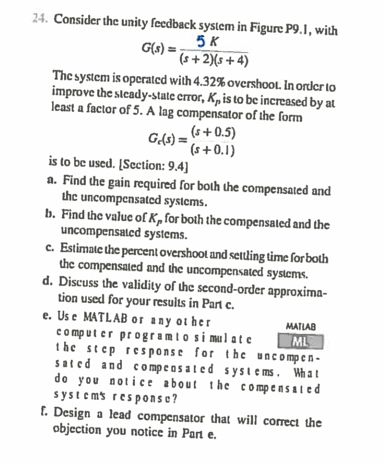 24. Consider the unity feedback system in Figure | Chegg.com