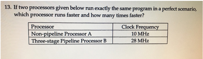 Solved 13. If two processors given below run exactly the | Chegg.com