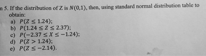 Solved If the distribution of Z is N(0, 1), then, using | Chegg.com