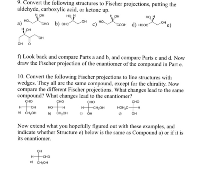Solved Convert the following structures to Fischer | Chegg.com