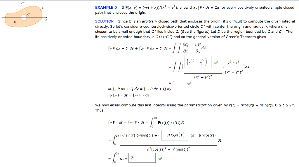 Solved EXAMPLE 5 If F(x, y) = (-yi + xj)/(x2 + y2), show | Chegg.com