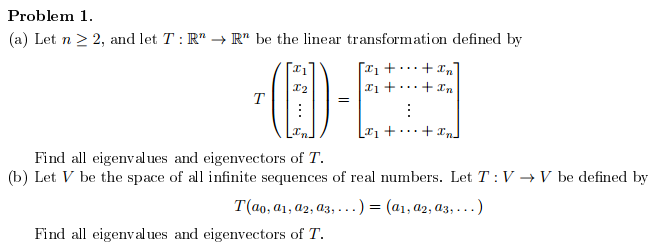Solved Let n greaterthanorequalto 2, and let T: R^n | Chegg.com