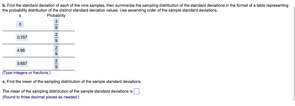 Solved b. Find the standard deviation of each of the nine | Chegg.com