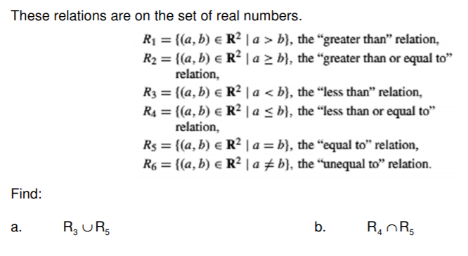 Solved These relations are on the set of real numbers. R1 | Chegg.com