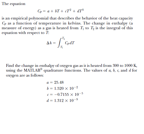 The equation Cp= a + bT+ cT2 + dT3 is an empirical | Chegg.com