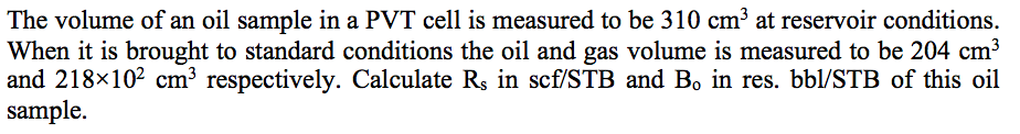 Solved The volume of an oil sample in a PVT cell is measured | Chegg.com