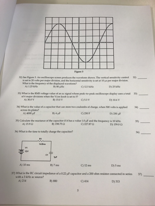 Solved An oscilloscope screen produces the waveform shown. | Chegg.com