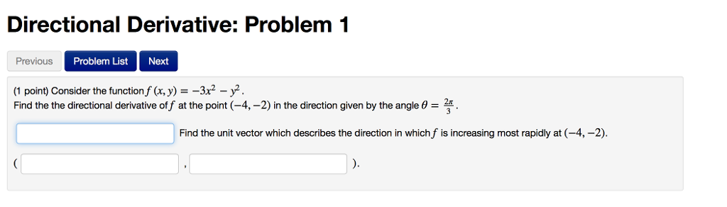 Solved Directional Derivative: Problem 1 Previous Problem | Chegg.com